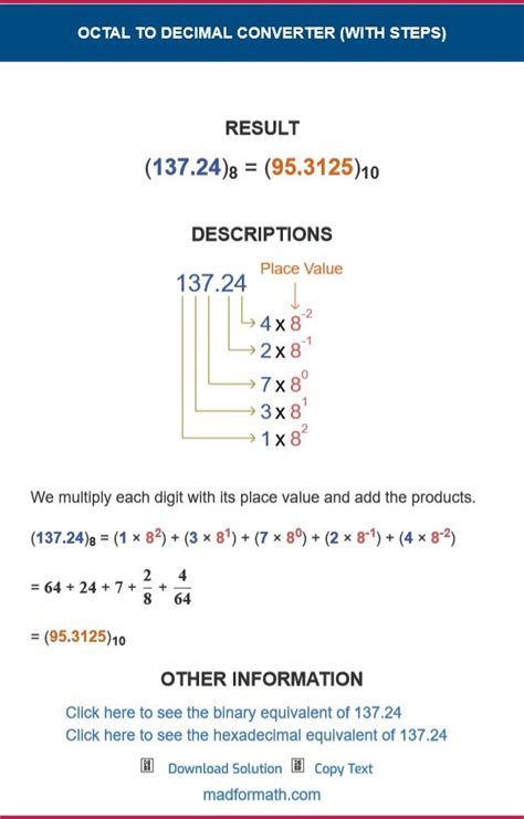 Octal To Decimal Converter With Steps Decimals Basic Math Converter