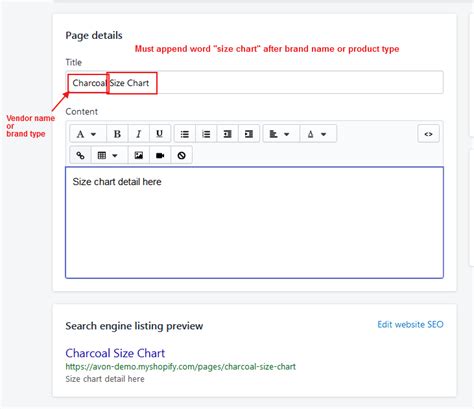 Product Size Chart How To Set For Each Products Adorn Themes