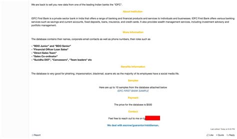Hackers Claim To Possess Database Of Idfc First Bank