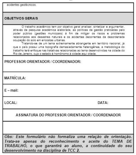 modelo preenchido formulário de validação Modelo Tcc