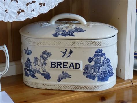 Blue And White Ceramic Bread Bin