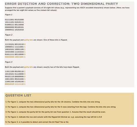 Error Detection And Correction Two Dimensional Parity Suppose That A