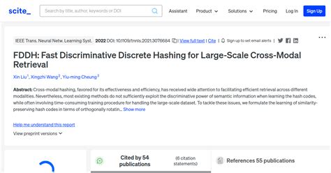 Fddh Fast Discriminative Discrete Hashing For Large Scale Cross Modal