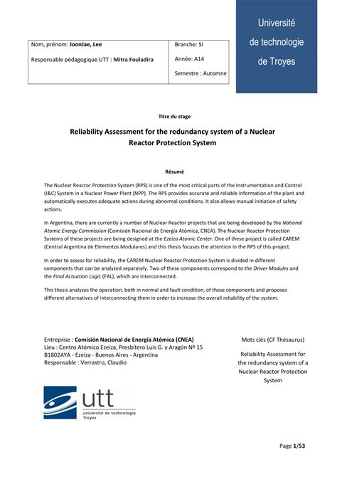 PDF Reliability Assessment For The Redundancy System Of A Nuclear Reactor Protection System