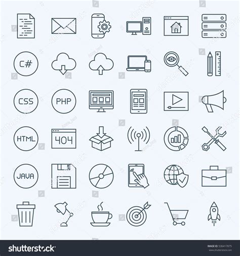 Line Coding Icons Vector Collection Modern Stock Vector Royalty Free Shutterstock