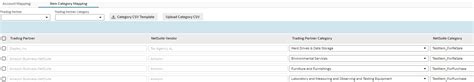 Netsuite Applications Suite Mapping Item Categories
