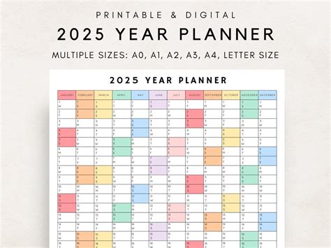 2025 Yearly Planner Printable Yearly Planning Calendar Calendar