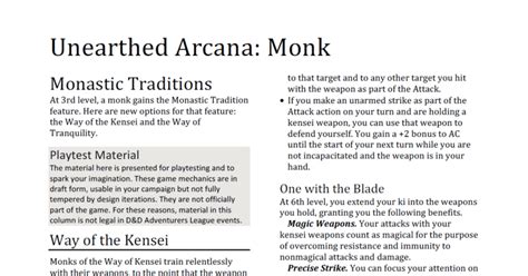 Unearthed Arcana 2016-12-12: Monk Monastic Traditions | RPG Item | RPGGeek