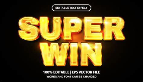 Super Win 3d Text Effect Template Gold Lettering Font Style