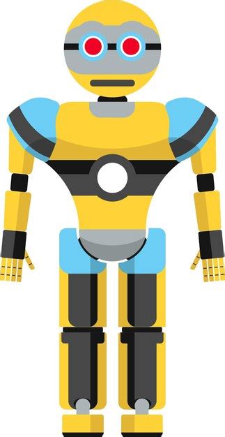 플랫 스타일의 로봇 아이콘 그림 프리미엄 벡터