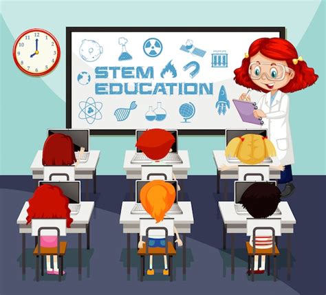 Free Vector Classroom Scene With Science Student Doing Experiment