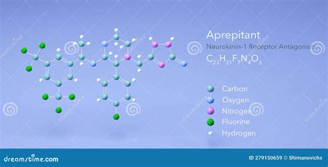 Aprepitant Molecule Molecular Structures Fosaprepitant 3d Model Structural Chemical Formula
