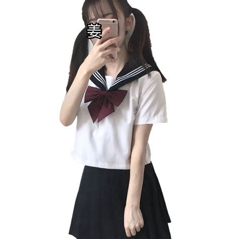 【岩松家】校服基础款绀色jk制服套装夏服短袖三本正统水手服虎窝淘