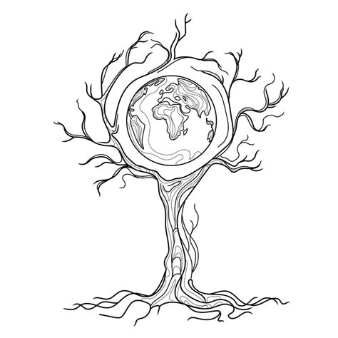 Tree Simple Sketch Of Earth