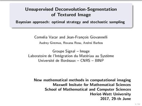 pdf unsupervised deconvolution segmentation of textured imagemp71