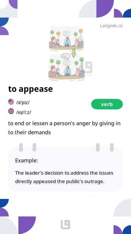 Definition And Meaning Of Appease Picture Dictionary