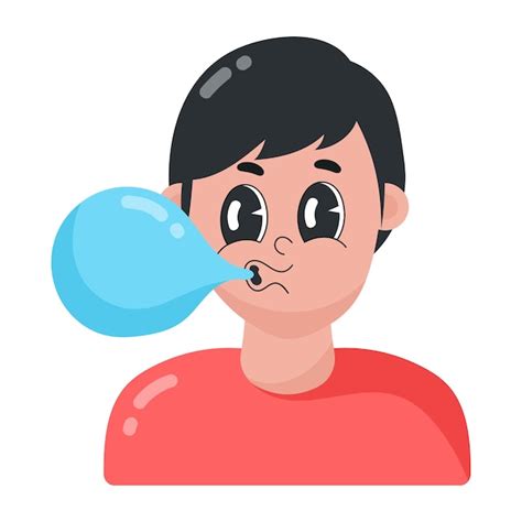 Premium Vector A Man Blowing A Balloon With A Face Drawn On It