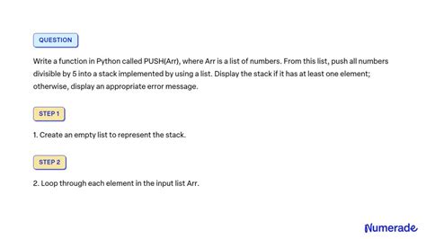 Solved Write A Function In Python Called Pusharr Where Arr Is A List Of Numbers From This