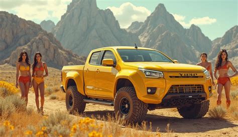 2025 Caterpillar Pickup In Color Yellow With Beautiful Girls Front