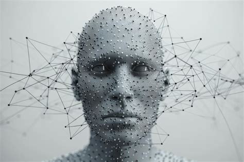 Abstract Digital Sculpture Of A Human Head With Neural Connections Symbolizing The Complexity
