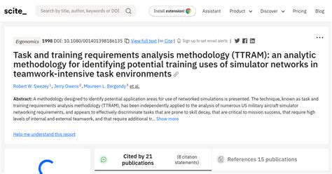Task And Training Requirements Analysis Methodology Ttram An Analytic Methodology For