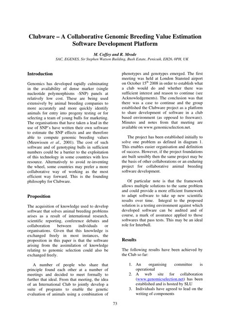 Pdf Clubware A Collaborative Genomic Breeding Value Estimation Software Development Platform