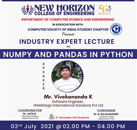 Report On The Expert Lecture On Numpy And Pandas In Python Computer
