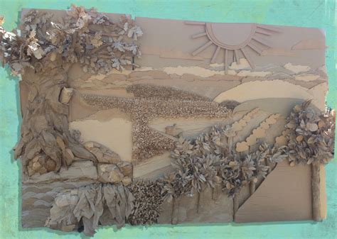 Huge Cardboard Mural Of Placer County Ca Cardboard Relief Sculpture