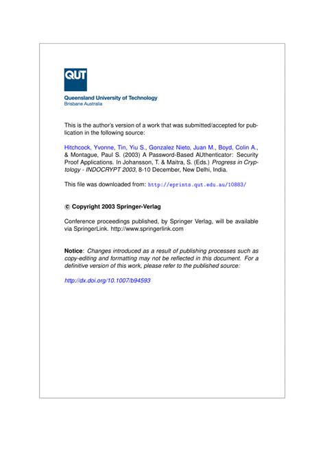 pdf a password based authenticator security proof and applications