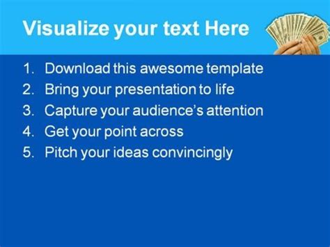 Money In Hand Finance PowerPoint Template 0610