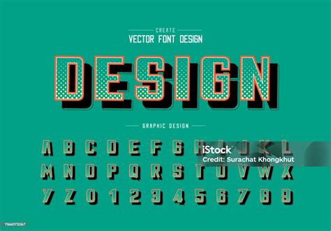 하프 톤 원 글꼴 과 굵은 알파벳 벡터 디지털 서체 및 숫자 디자인 배경에 그래픽 텍스트 교육에 대한 스톡 벡터 아트 및 기타