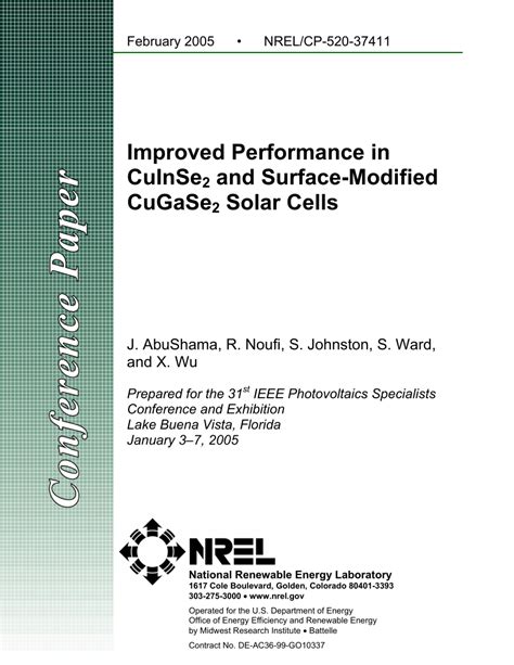 Pdf Improved Performance In Cuinse2 And Surface Modified Cugase2