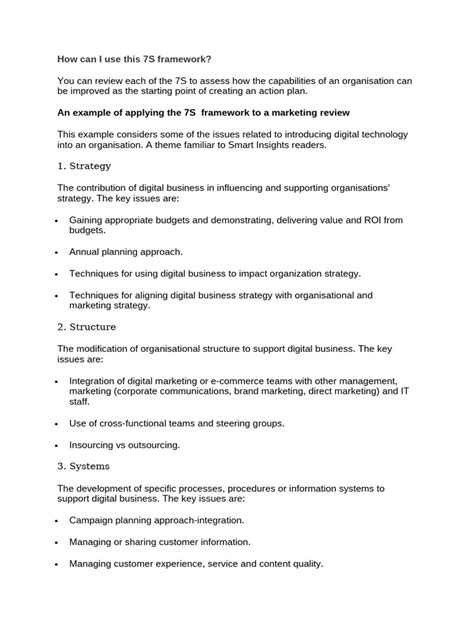 How To Use 7s Framework Pdf Digital Marketing Marketing