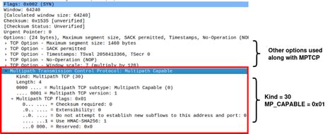 Snapshot Of A Syn Packet With Mptcp Option Download Scientific Diagram