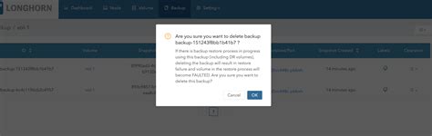 Bug Warning Message Should Be Provided When Deleting Backups · Issue