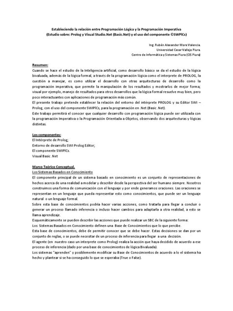 Programación Lógica Prolog Y Programación Imperativa Visual Studio
