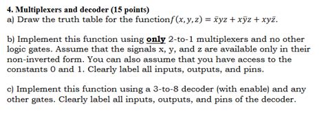 Solved Multiplexers And Decoder Points A Draw The Chegg