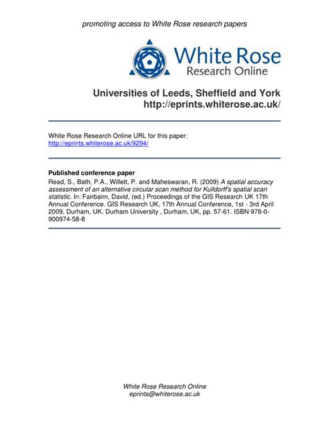 Pdf A Spatial Accuracy Assessment Of An Alternative Circular Scan Method For Kulldorffs