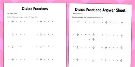 Ks2 Dividing Fractions Worksheet Year 6 Resource Twinkl