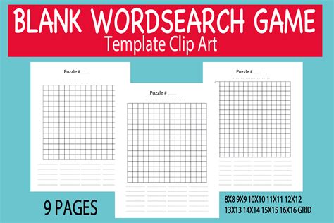 Blank Word Search Game Template Clipart Graphic By Little Learners