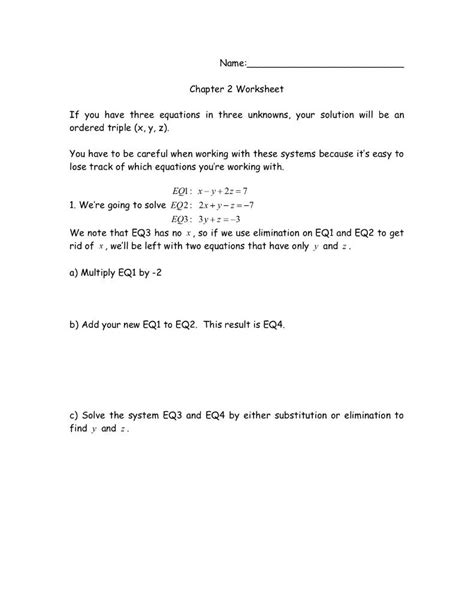 Solved Name Chapter 2 Worksheet If You Have Three Equations