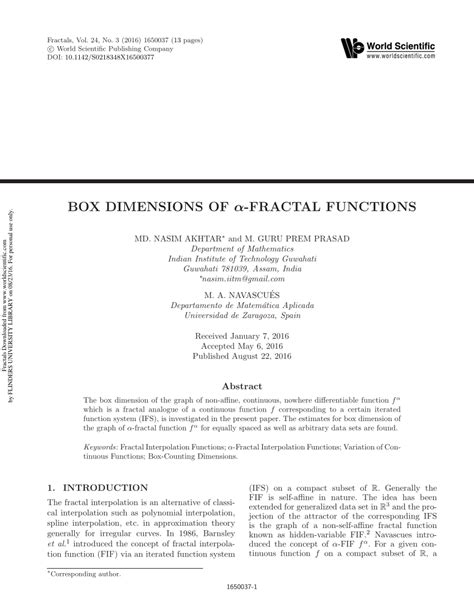 Pdf Box Dimensions Of α Fractal Functions