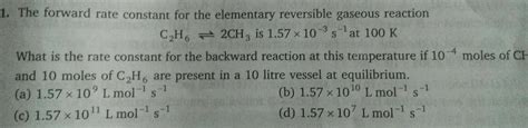 Answered 1 The Forward Rate Constant For The Elementary Reversible Kunduz