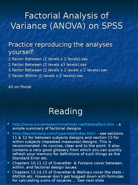 Factorial Analysis Of Variance Anova On Spss Pdf