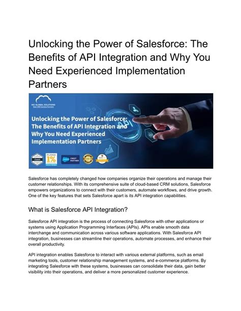 Ppt Unlocking The Power Of Salesforce The Benefits Of Api