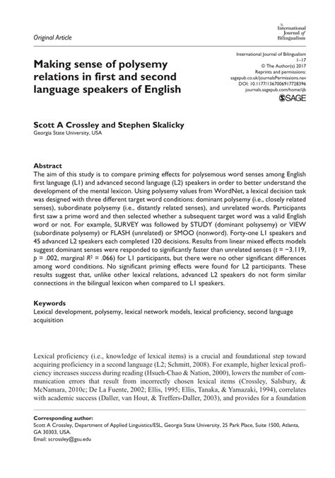 pdf making sense of polysemy relations in first and second language