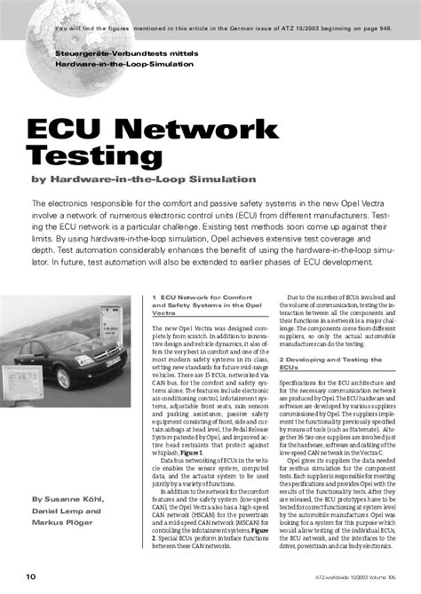 Pdf Ecu Network Testing By Hardware In The Loop Simulation