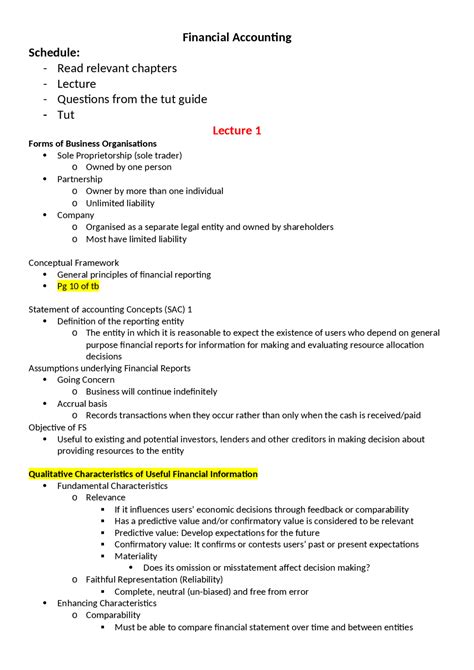 Financial Accounting Notes Docsity