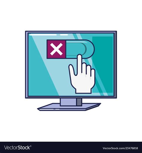 Computer Monitor With Hand Cursor Royalty Free Vector Image