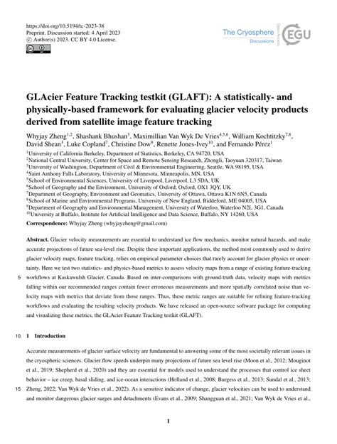 Pdf Glacier Feature Tracking Testkit Glaft A Statistically And